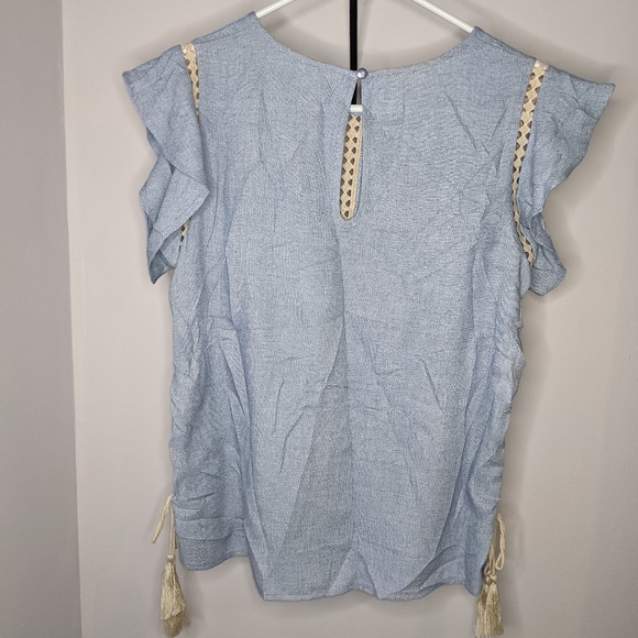 THML | Tops | Thml Ruffle Sleeve Tassel Shirt | Poshmark